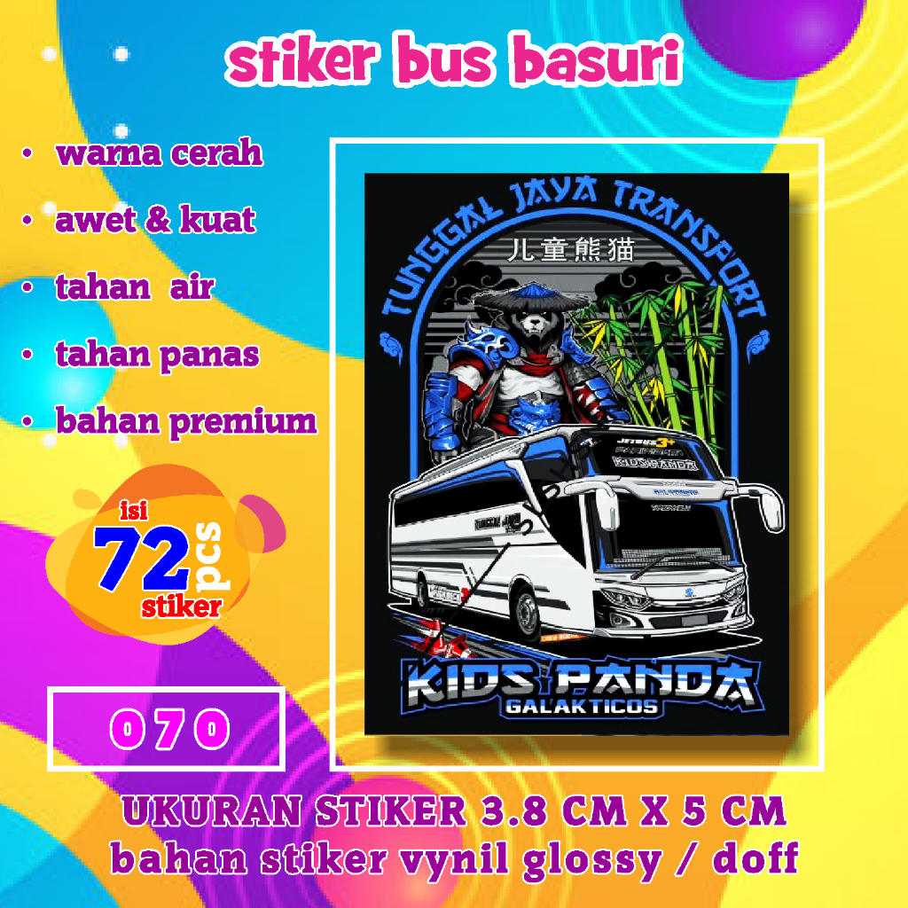 Jual stiker bus basuri kids panda galakticos tunggal jaya [070] warna ...
