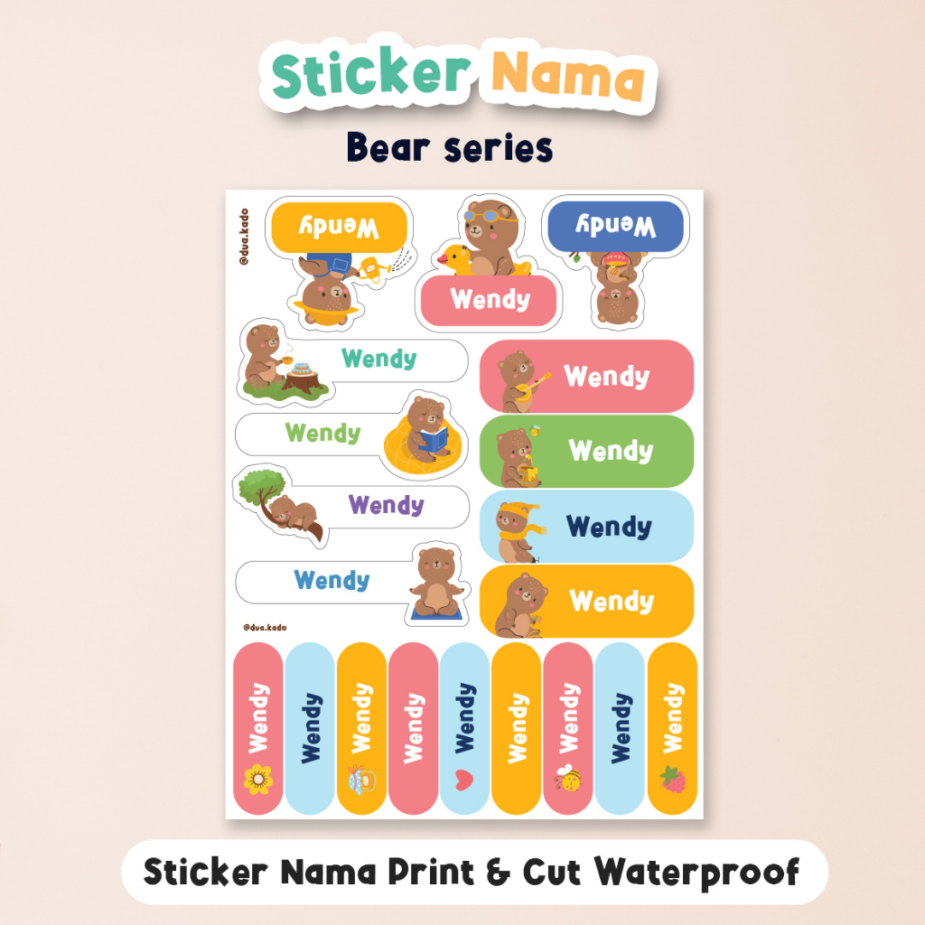 Jual Label Nama Waterproof all in one, Stiker Nama tumbler, kotak ...