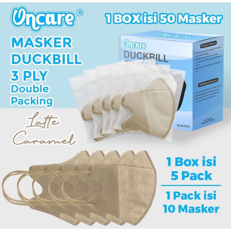 Jual ONCARE Masker Duckbill 4 PLY Earloop Dewasa Hitam / Putih / Warna Box isi 50 Pcs Emboss ...