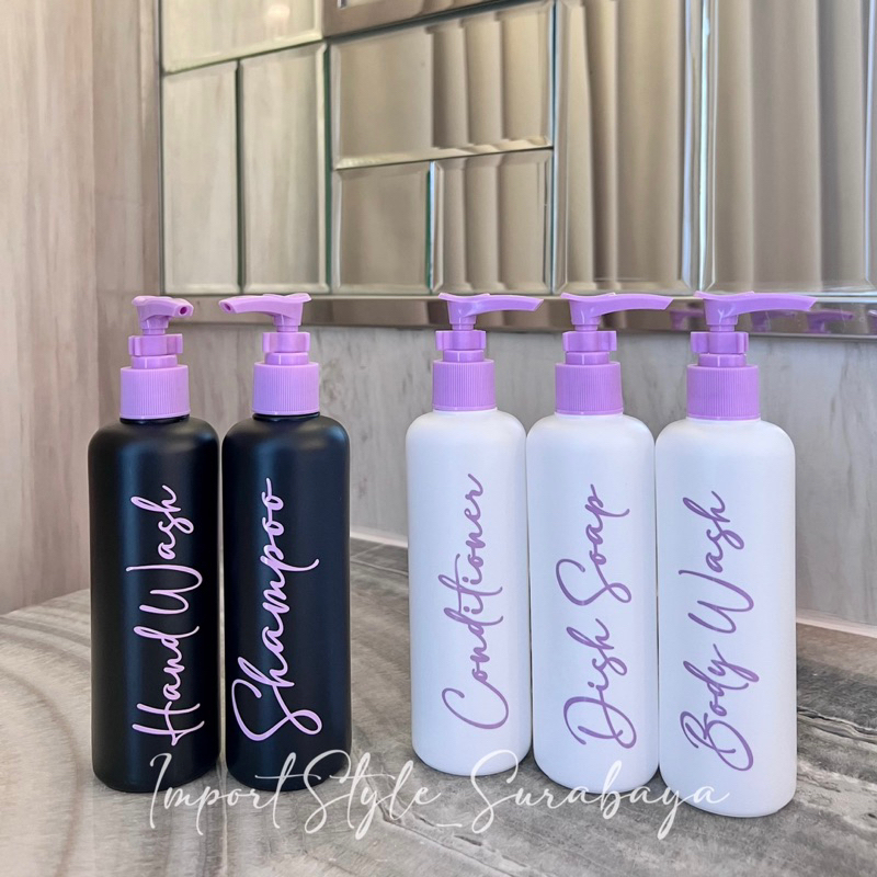 Jual botol sabun cair aesthetic HITAM PUTIH DOFF 250ML LILAC UNGU ...