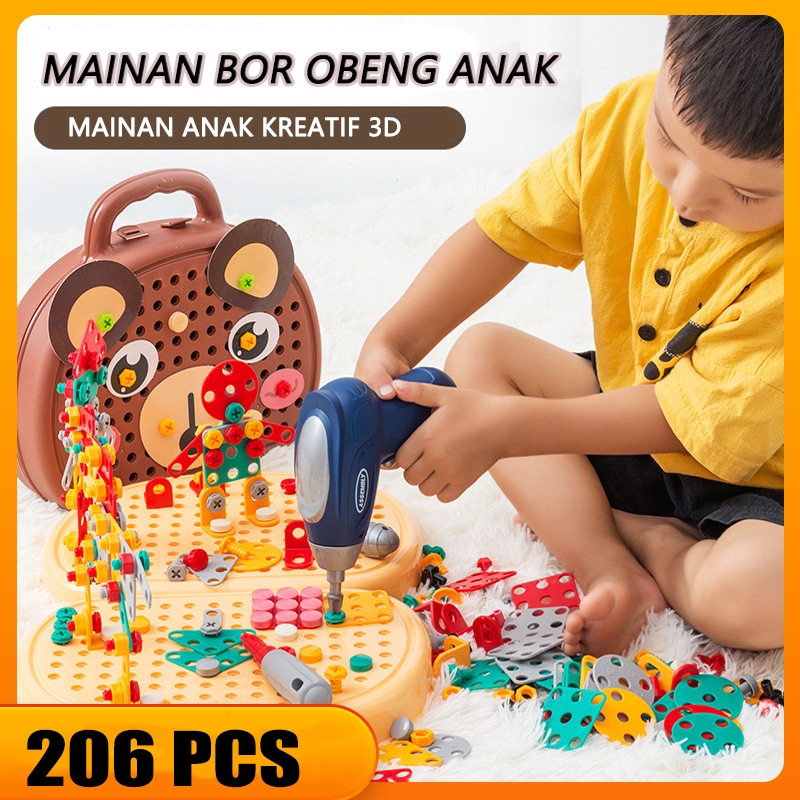 Jual Mainan Bor Obeng Anak / Mainan Anak Kreatif 3d/Kit Perakitan ...