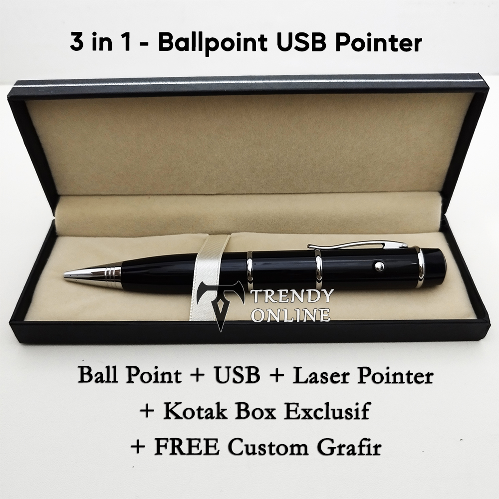 Jual Ballpoint Pointer USB Multifungsi dengan Box Elegan, 3in1 Bolpoin ...