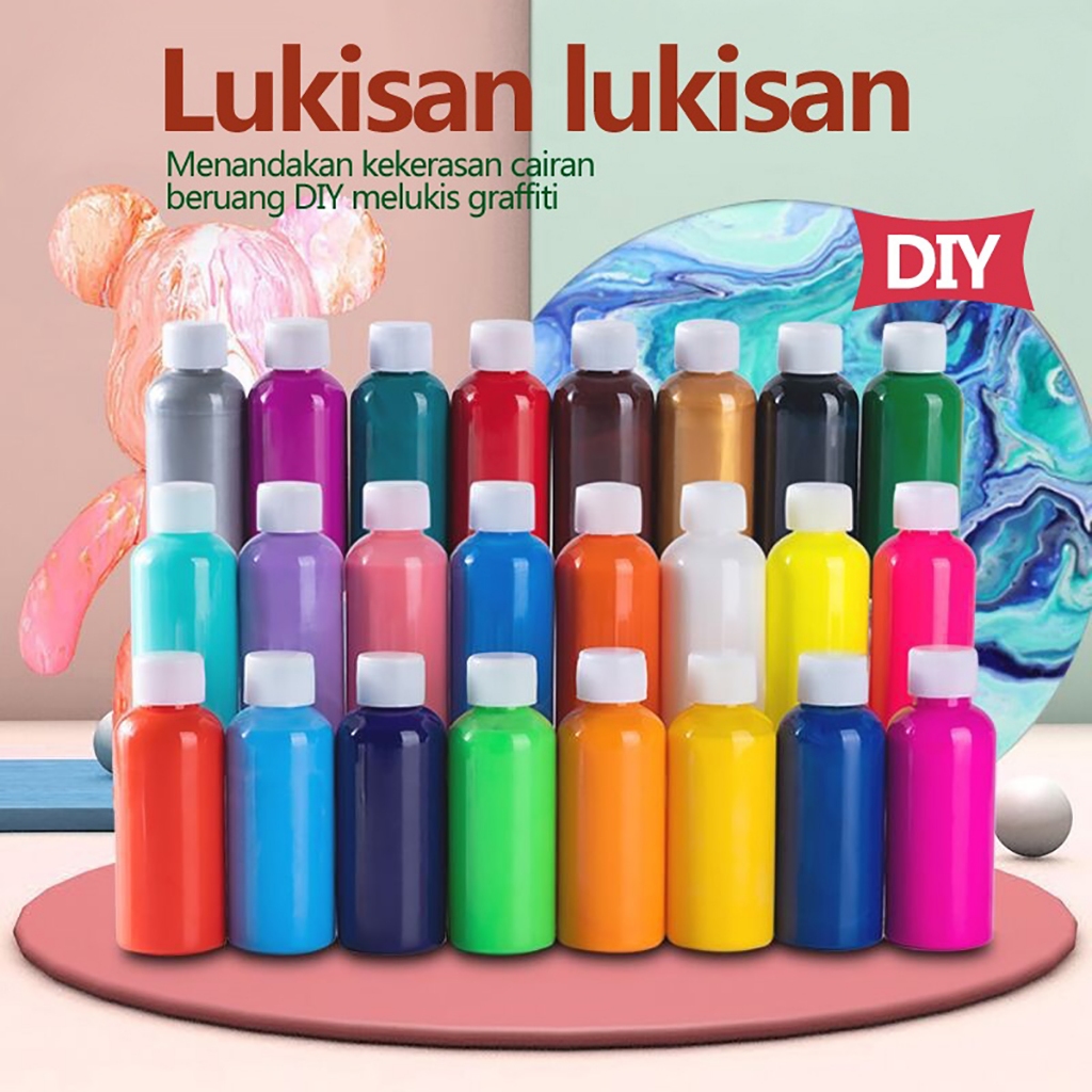 Jual Cat Lukis Anak / Cat Aneka Warna / Cat Cair Warna Warni Berbahan ...