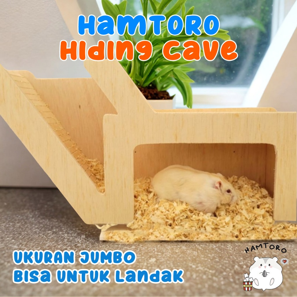 Jual Hamtoro JUMBO Hiding Cave Kayu Rumah Bawah Tanah Hamster/Landak ...
