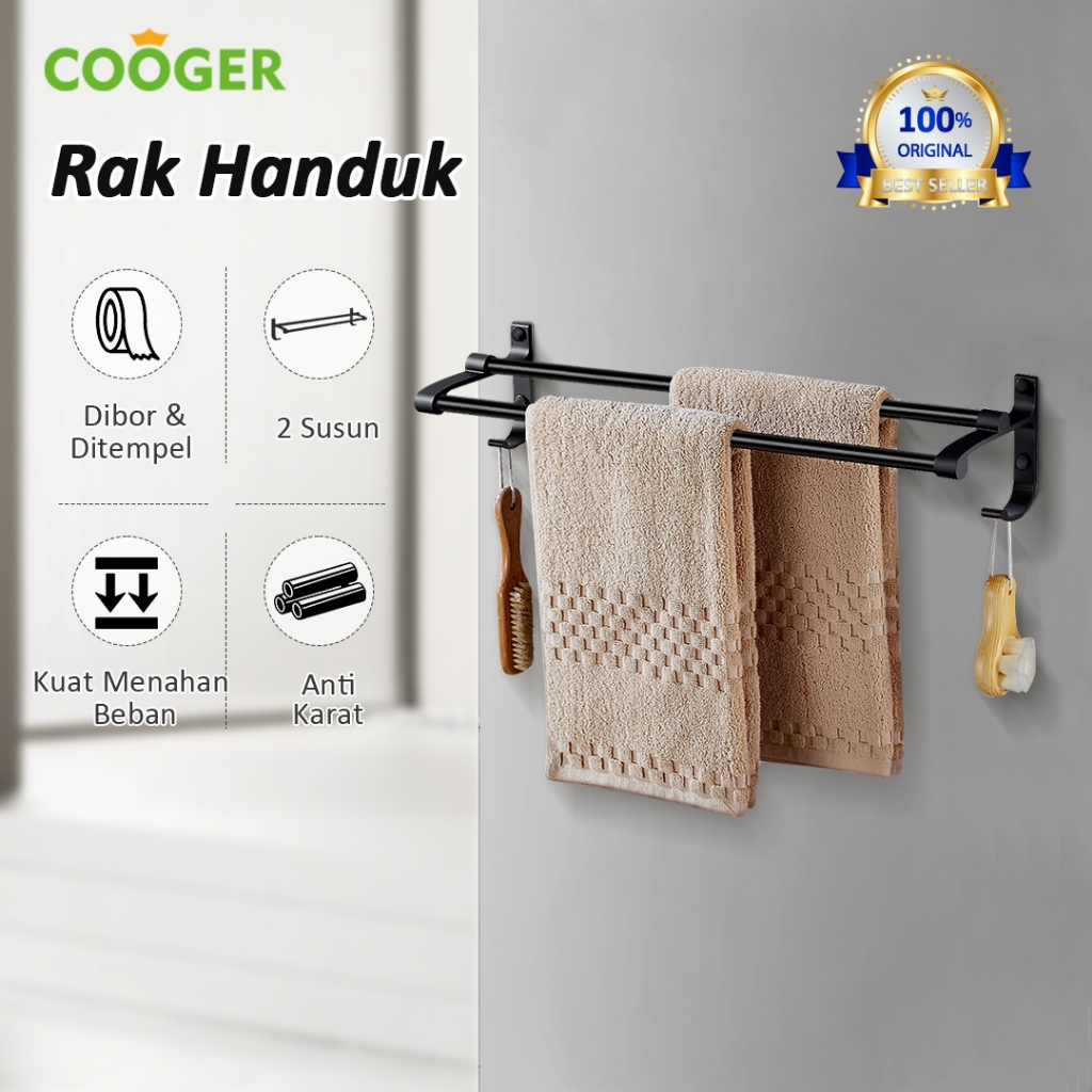 Jual COOGER Rak Jemuran Handuk Towel Bar Towel Hanger Rak Handuk Kamar ...