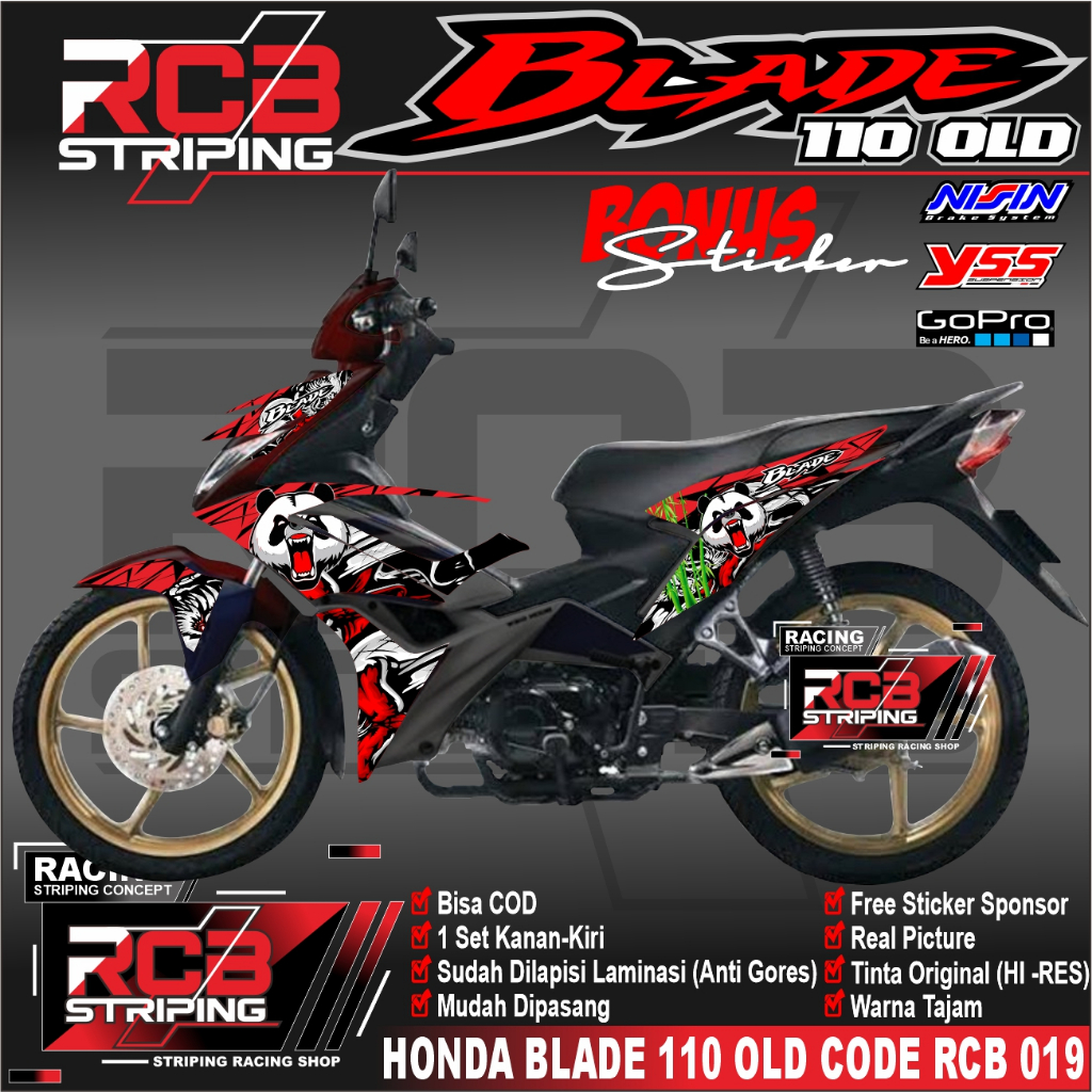 Jual STICKER STRIPING LIST VARIASI PANDA MOTOR BLADE 110 OLD KODE RCB ...