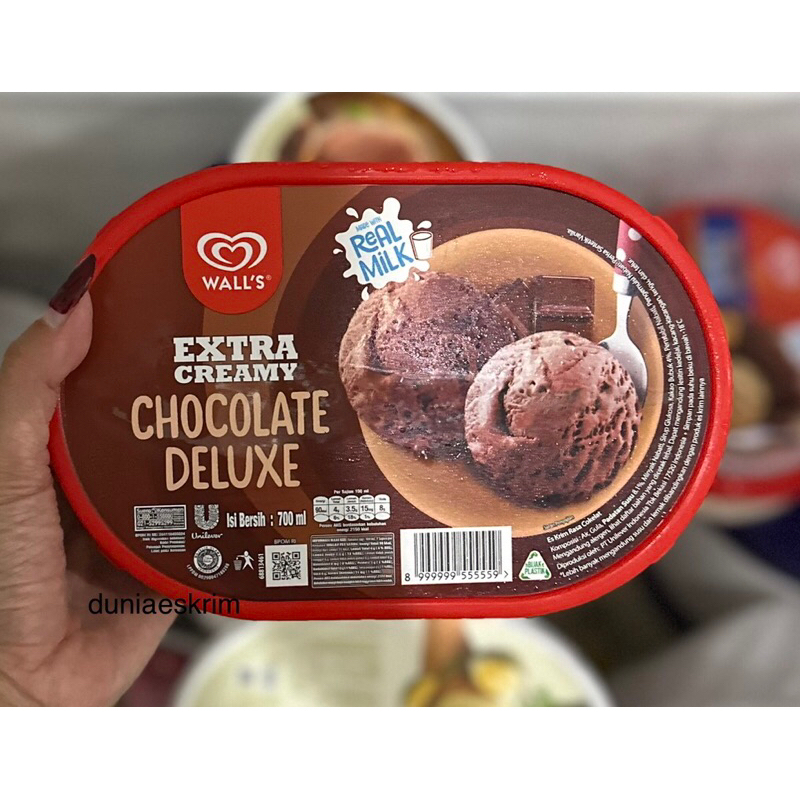 Jual Walls Ice Cream Extra Creamy Chocolate Deluxe 700ml | Shopee Indonesia