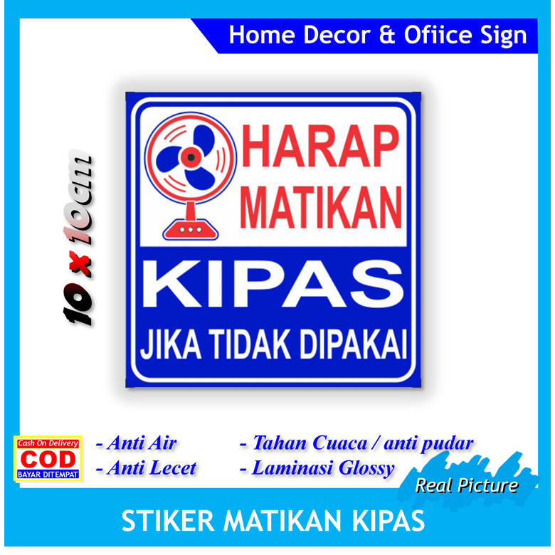 Jual Stiker label matikan kipas hemat listrik sticker rumah toko save ...