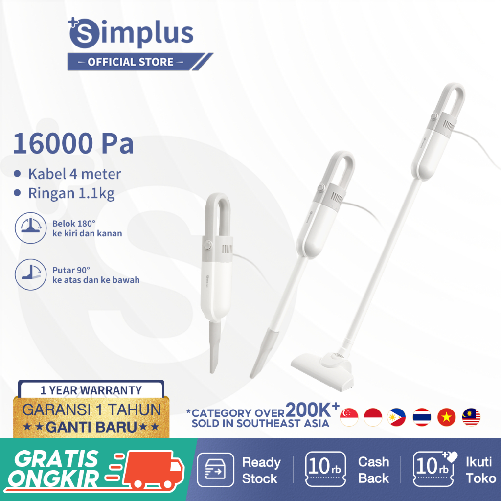 Jual SIMPLUS Vacuum Cleaner Kabel Model Genggam Perlengkapan Rumah Tangga Daya Hisap 16000Pa ...