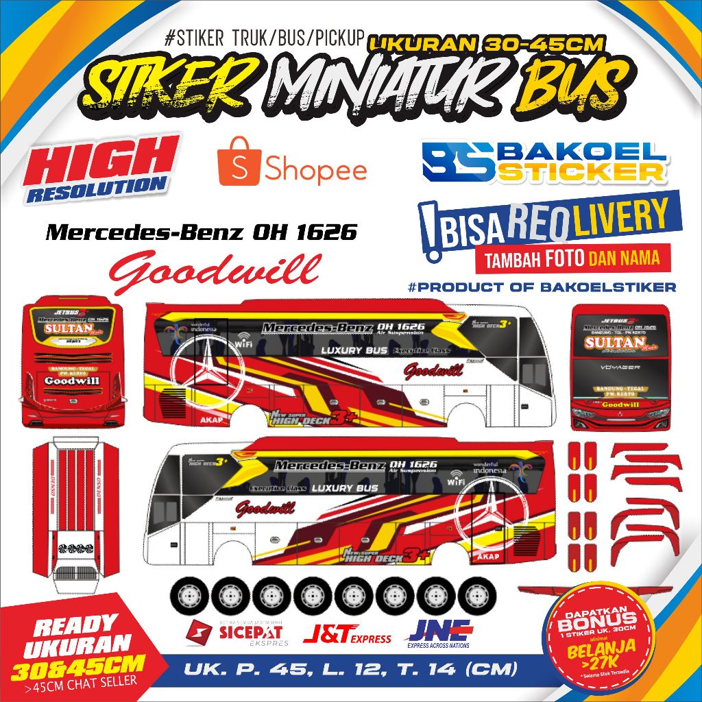 Jual STIKER MINIATUR BUS JB3/2 UK. 30/45CM #2 | Shopee Indonesia