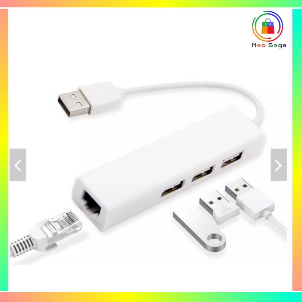 Jual USB To LAN RJ45 + 3 Ports USB Hub Adapter Ethernet | Shopee Indonesia