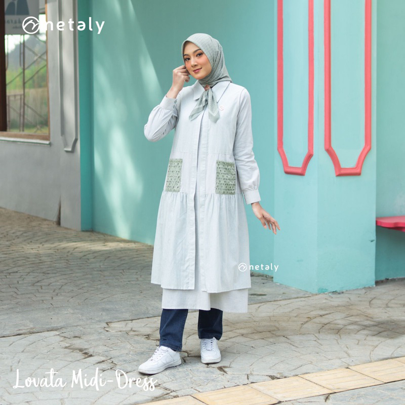Jual Lovata Midi Netaly/ netaly terbaru/midi dress/outfit sage | Shopee ...