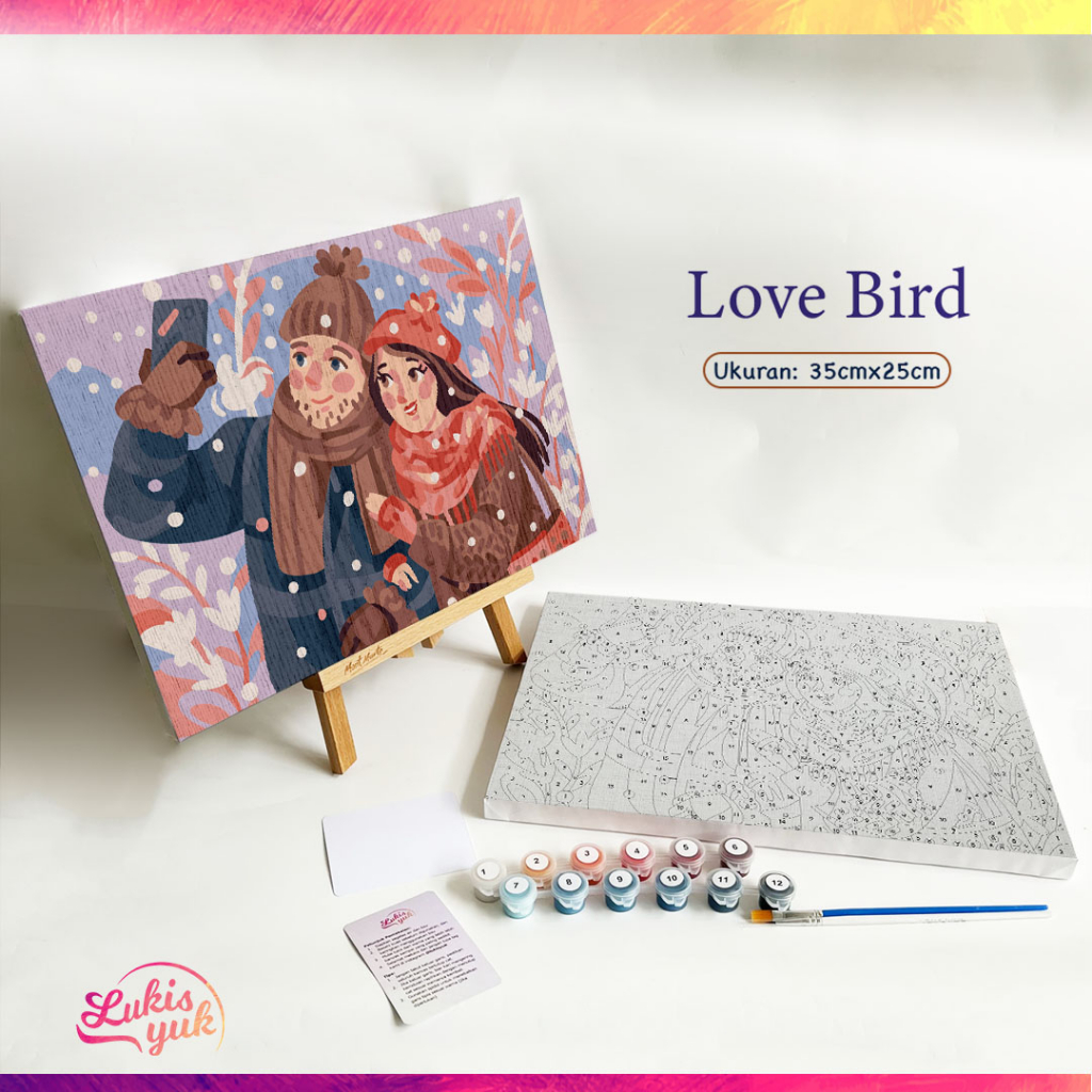 Jual Love Bird - Paint by Numbers Kit - 35x25cm - Cat Akrilik - Kanvas ...