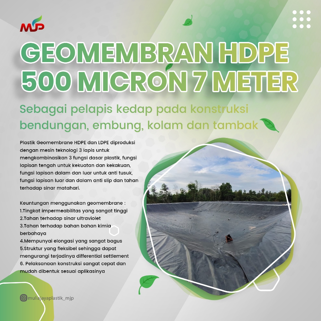 Jual GEOMEMBRAN HDPE TEBAL 500 MICRON LEBAR 7 METER PLASTIK HDPE GEOMEMBRANE UNTUK KOLAM AIR ...