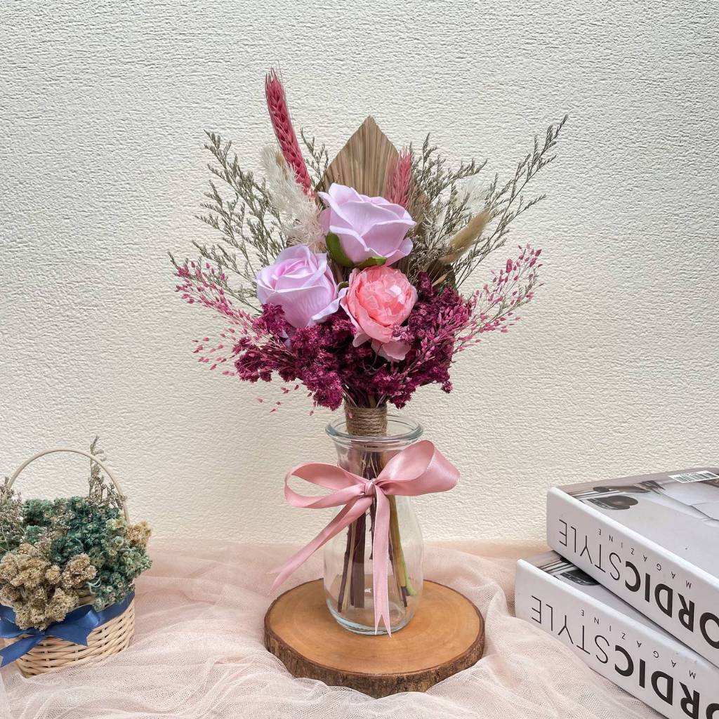 Jual Rose set | satu set bunga kering dan vas | bunga kering | hiasan ...