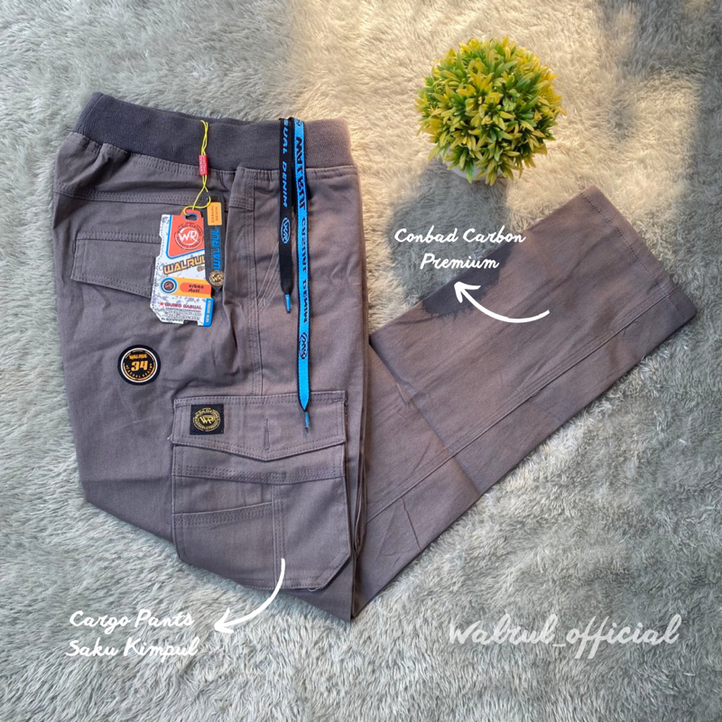 Jual Celana Panjang Cargo Pria Pinggang Rib Karet Premium Original WALRUL | Shopee Indonesia