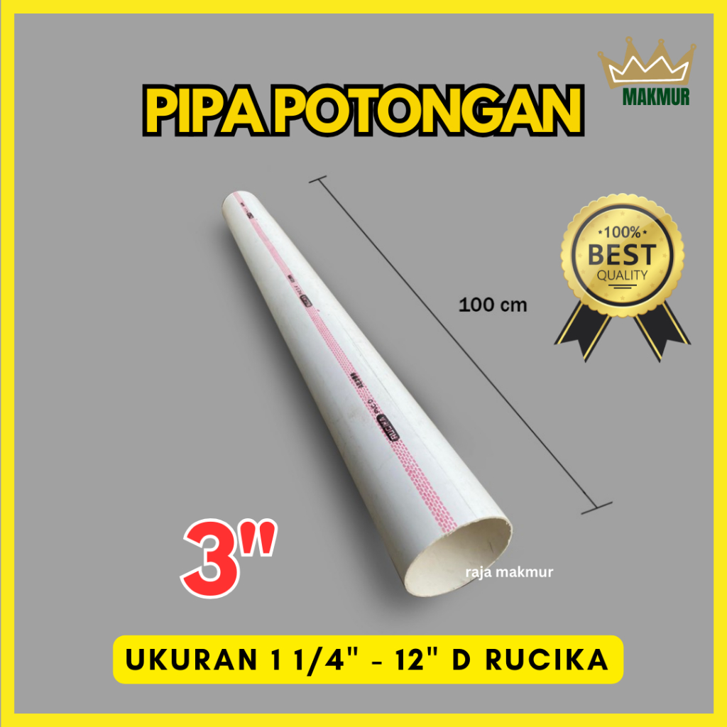 Jual Pipa Potongan 3 Inch D Rucika 100 cm - 3" Raja Makmur | Shopee ...