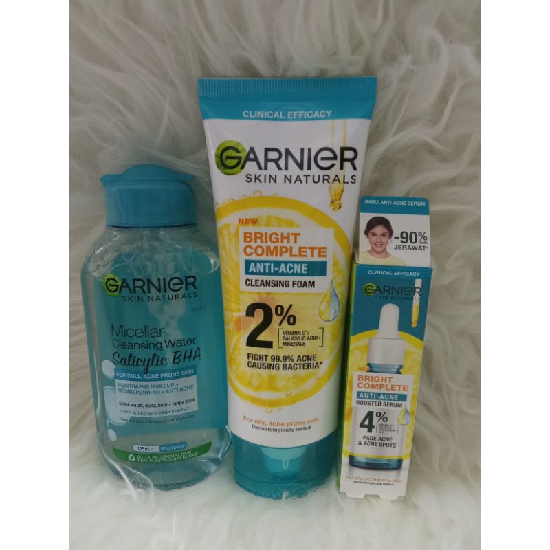 Jual (Paket Hemat) Garnier Bright Complete Anti Acne (Micellar Water ...