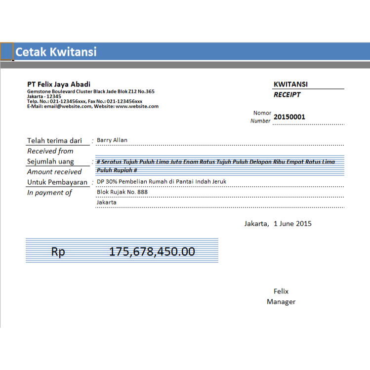 Jual XL-Kwitansi 2.1: Aplikasi Kwitansi pada Microsoft Excel | Shopee ...