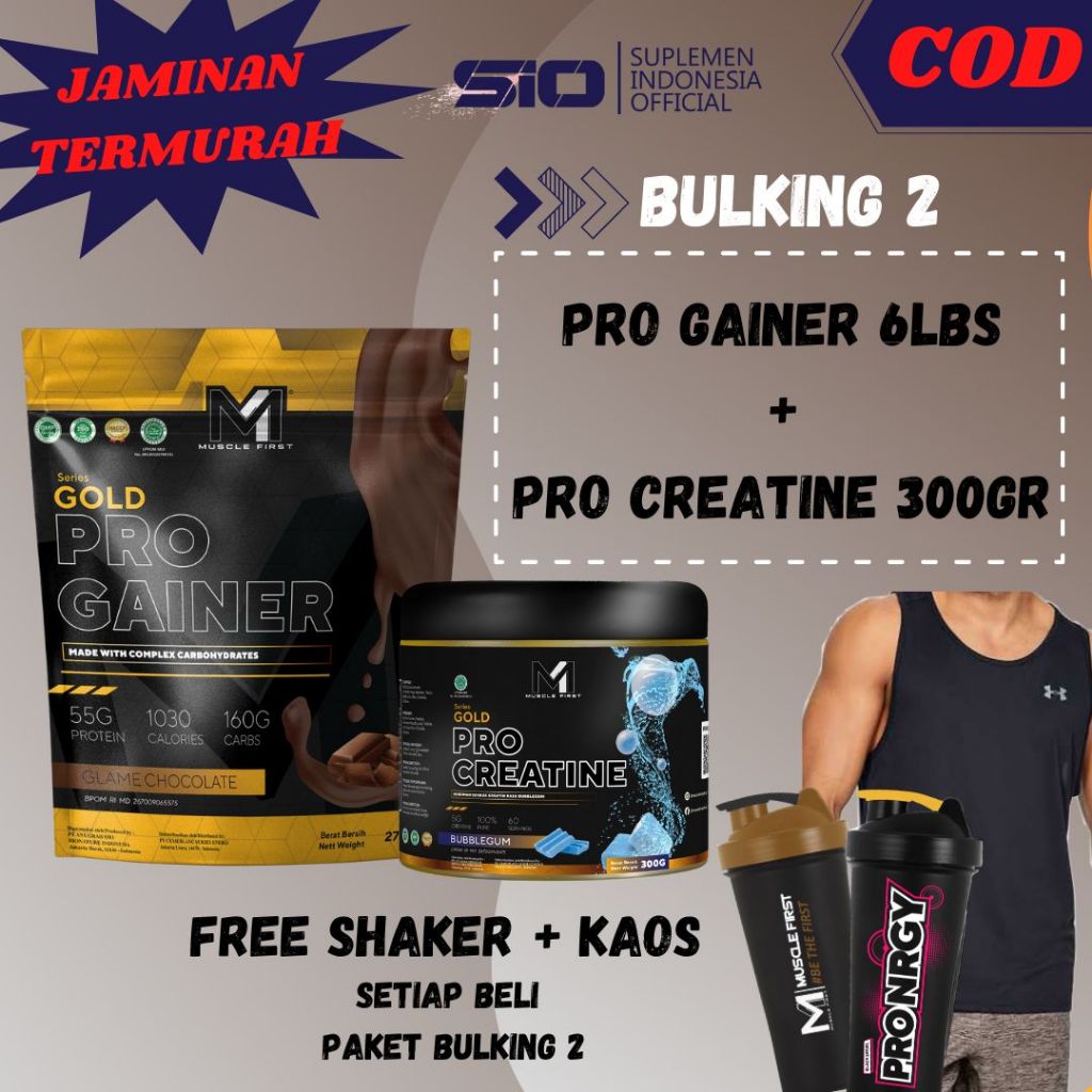 Jual (BESAR) PAKET HEMAT BULKING PRO GAINER 6LBS + PRO CREATINE 360GR ...
