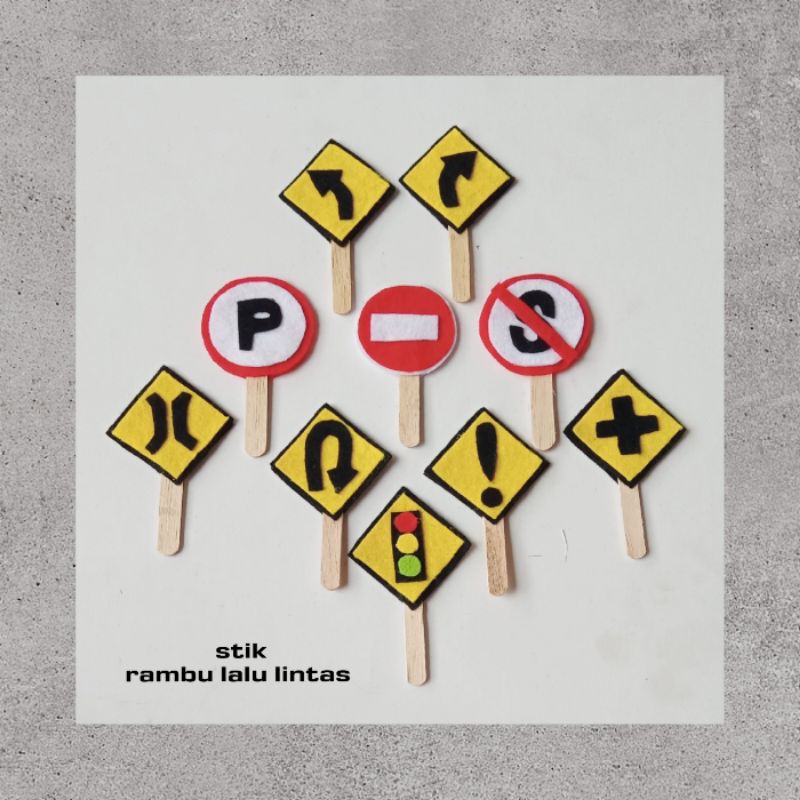 Jual mainan edukasi flanel stik rambu lalu lintas | Shopee Indonesia