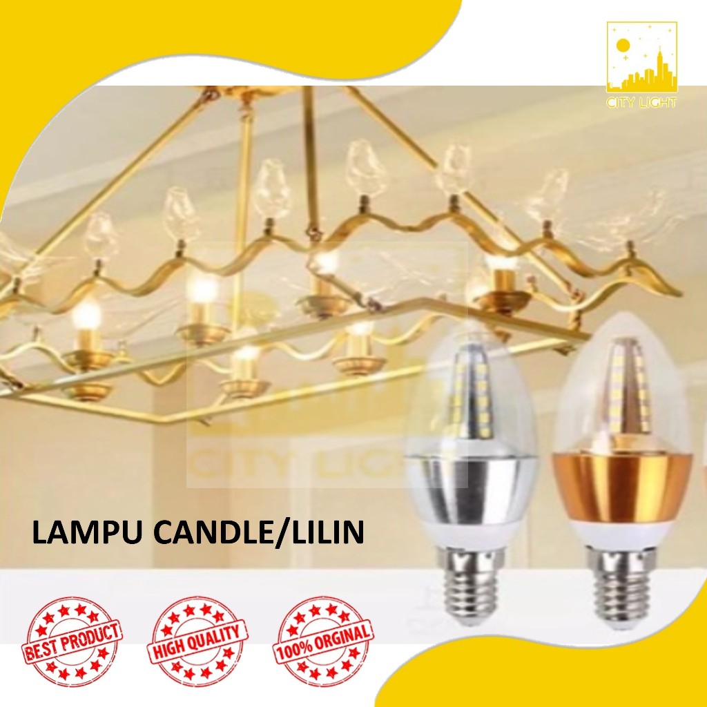 Jual Lampu CandLe LED 5W Fiting E27/E14 Lampu Lilin Gantung 5W Body GOLD/SILVER | Shopee Indonesia