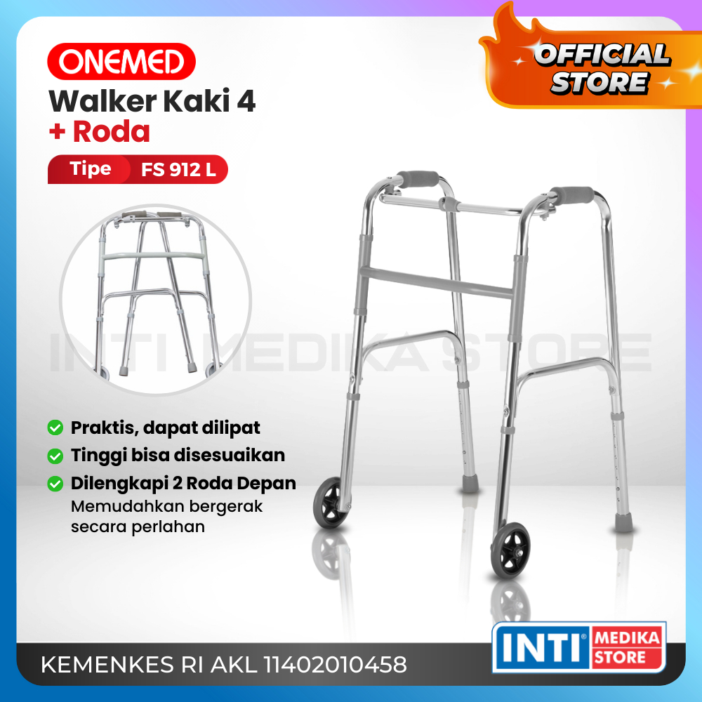 Jual ONEMED - WALKER + Roda Aluminium FS 912L | Dorong + Angkat ...