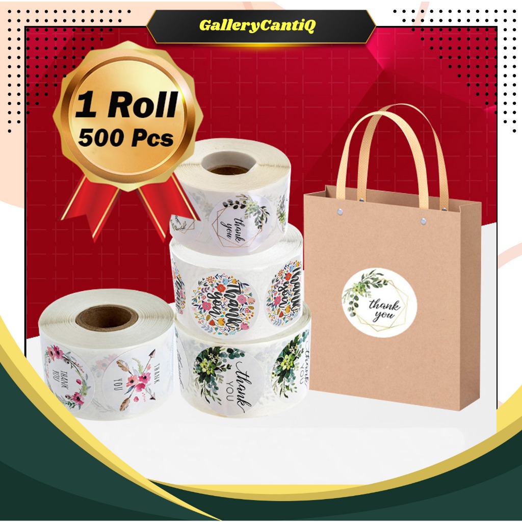 Jual GalleryCantiQ - Stiker label Thank You 500 pcs ( 1 Roll ) 25mm ...