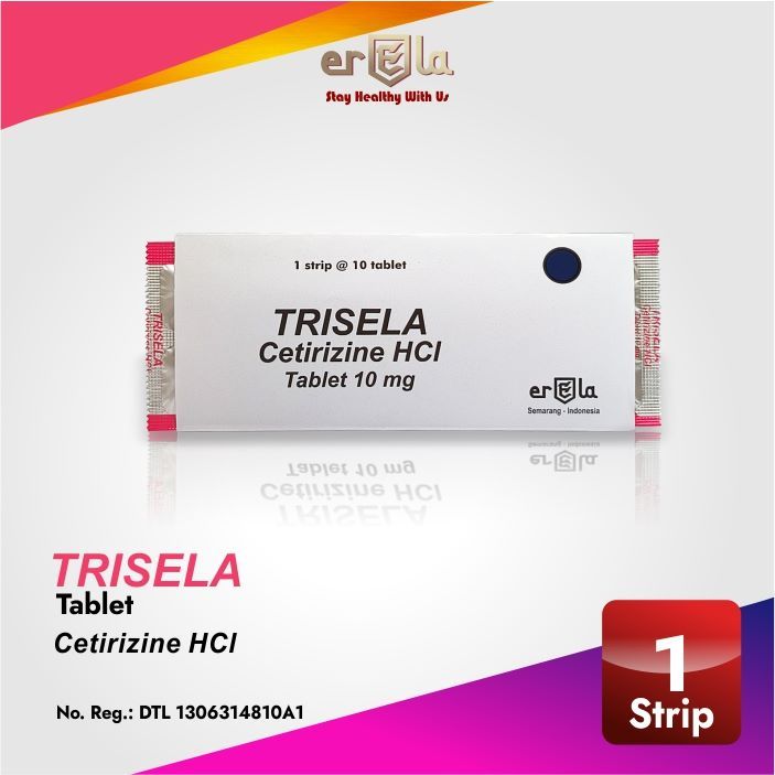 Jual TRISELA strip / cetirizine tablet 1 strip isi 10 / anti alergi ...