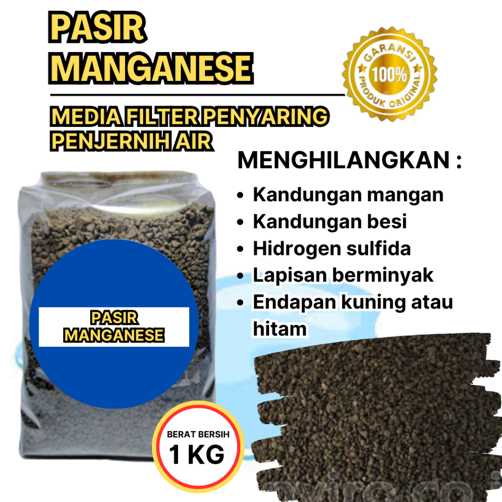 Jual Pasir Manganese 1kg Menghilangkan Kandungan mangan Media filter ...