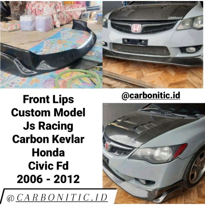Jual Front Lips Custom Js Racing Honda Civic Fd 2006 - 2012 Carbon Kevlar Asli | Shopee Indonesia