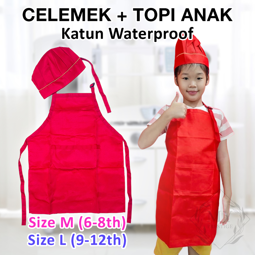Jual Set Topi Koki dan Apron Celemek Anak Kecil chef cilik Cooking ...