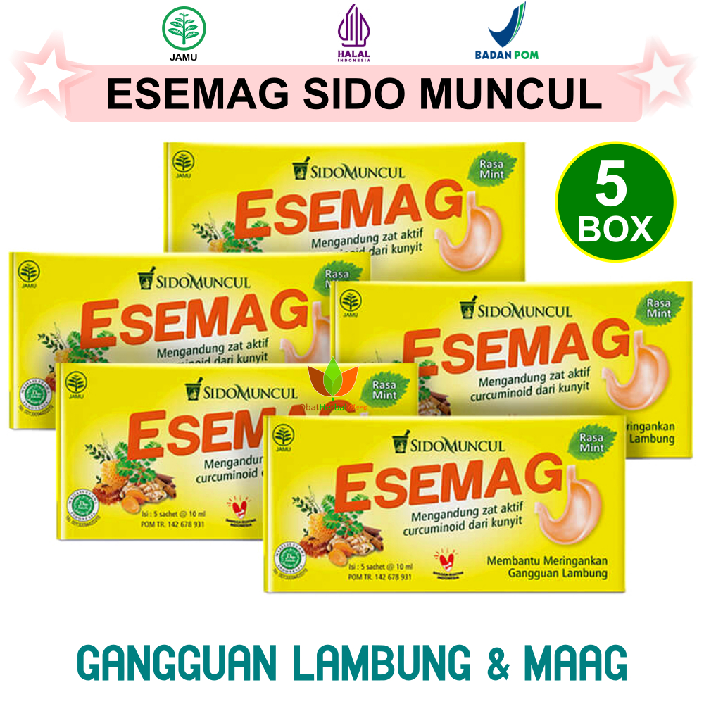 Jual 5 BOX ISI 25 SACHET ESEMAG CAIR SIDOMUNCUL, JAMU OBAT HERBAL SAKIT ...
