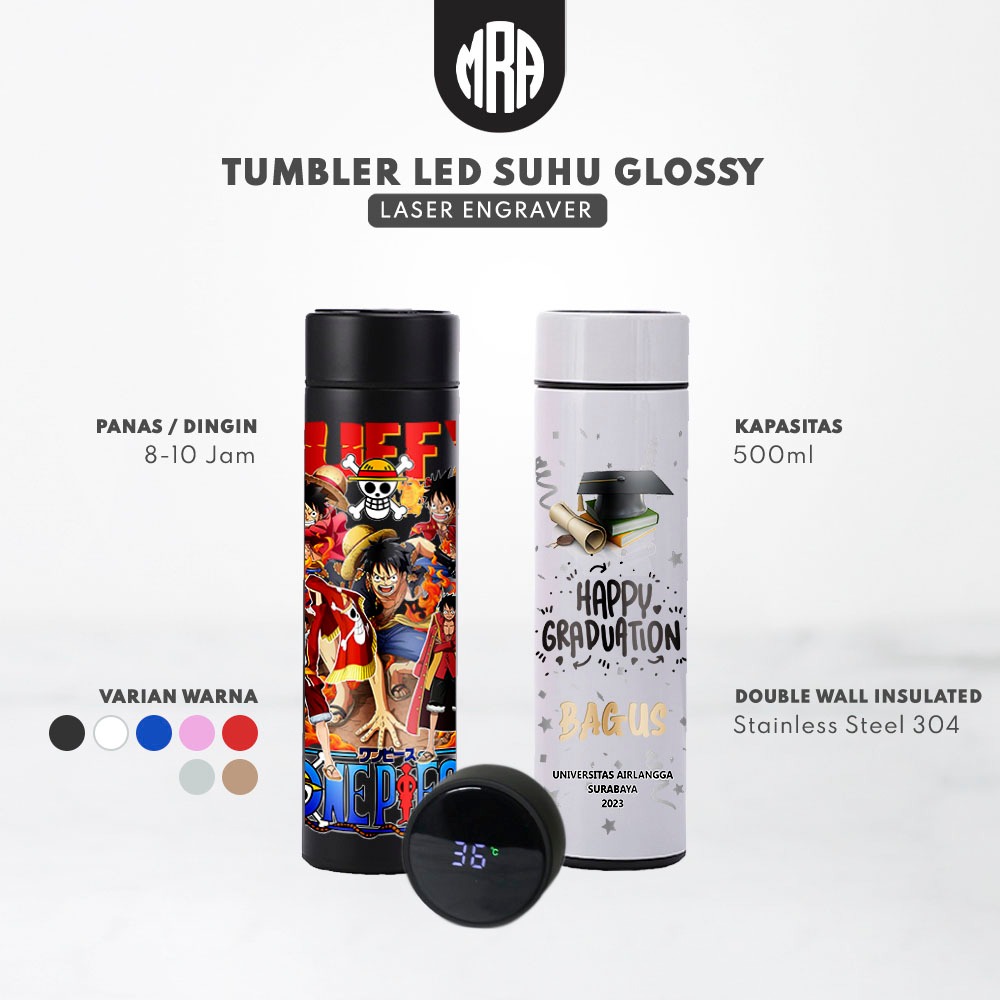 Jual Tumbler Thermos Suhu LED Display Double Wall Doff Glossy UV DTF ...