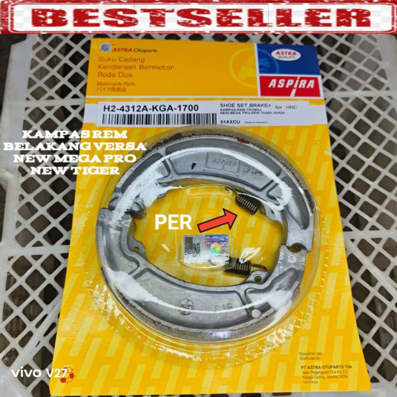 Jual KAMPAS REM BELAKANG VARIO + PER KAIN REM PIRODO BEAT SCOOPY SPACY ...