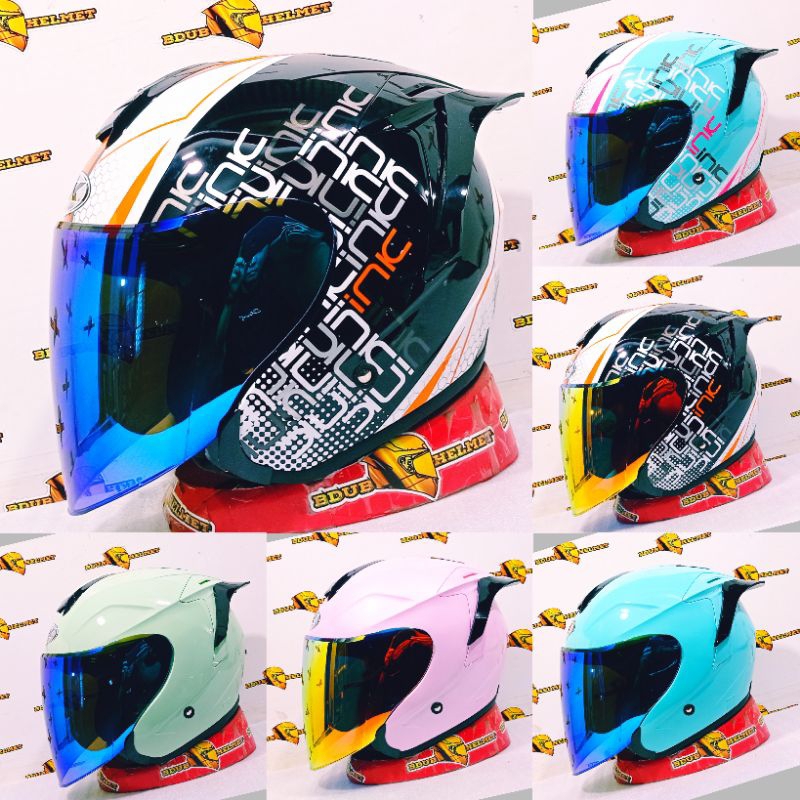 Jual Helm INK Dynamic motif #4 white blue (pake ganteng) | Shopee Indonesia