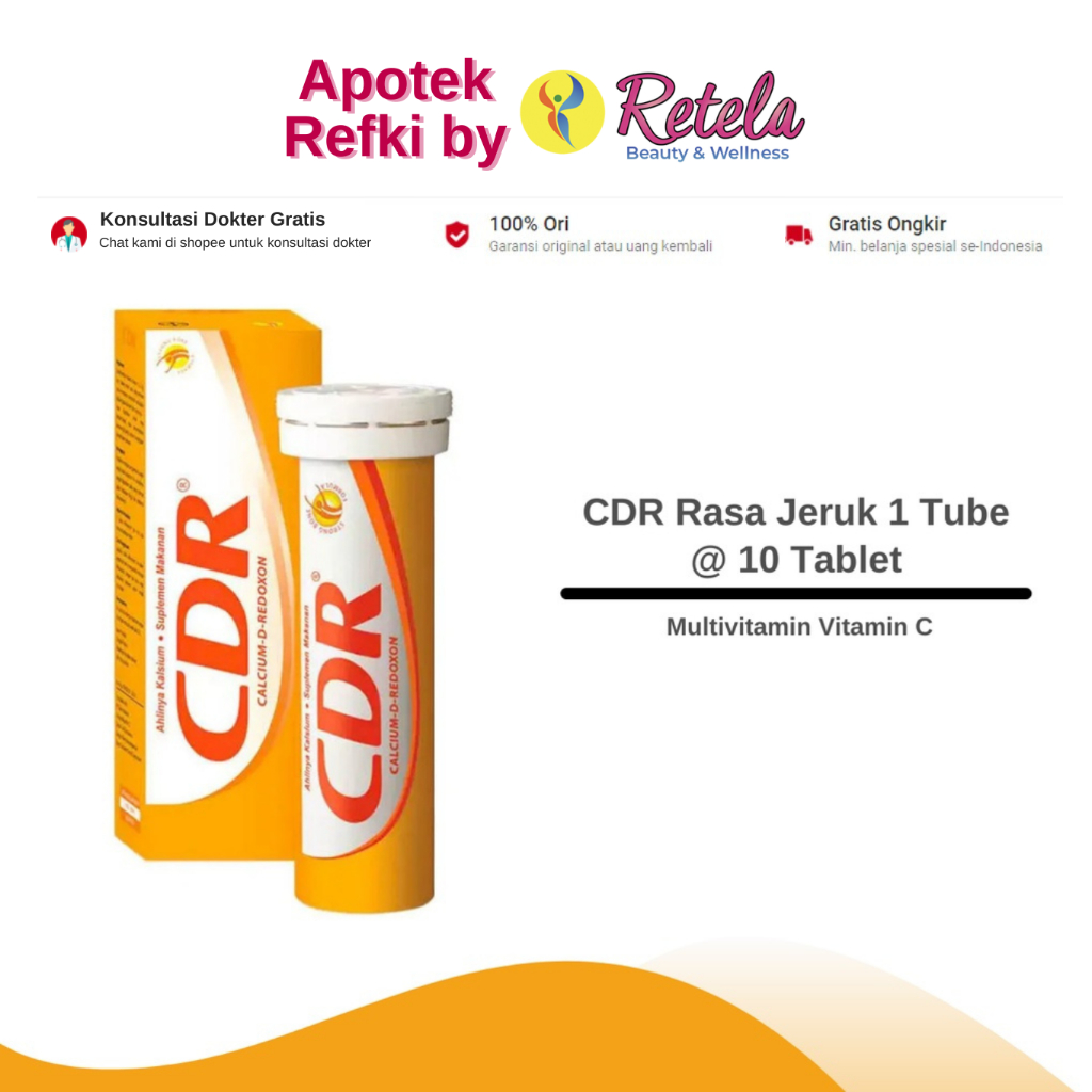 Jual CDR Effervescent Rasa Jeruk 1 Tube @ 10 Tablet / Multivitamin ...
