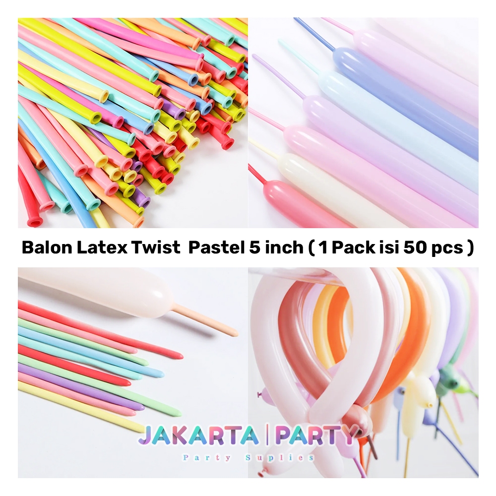 Jual ISI 100 Pcs Balon Twist Pastel / Balon Per Pack / Balon Cacing ...