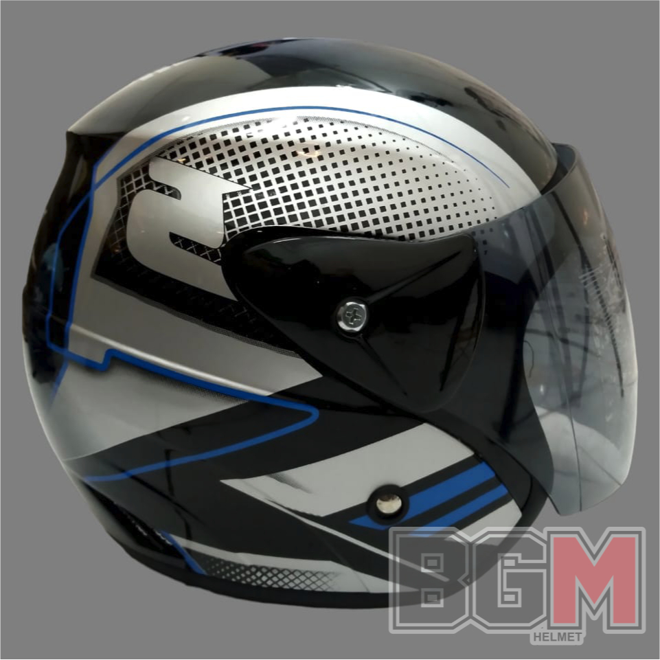 Jual Helm Evo uvo Motif bintik garis biru SNI Dewasa Polos Hitam Doff ...