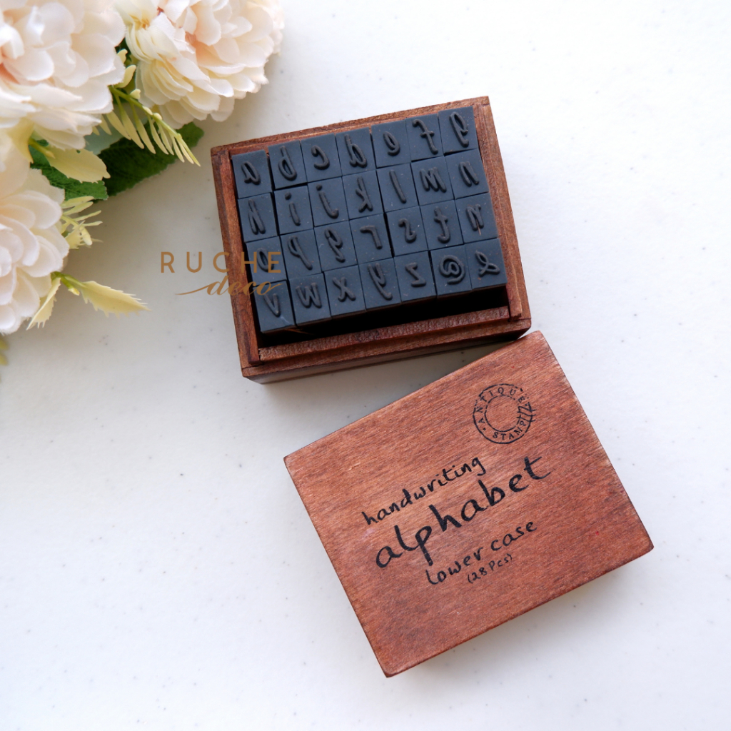 Jual RUCHE DECO - Alphabeth Stamp / Vintage wooden box alphabet number ...