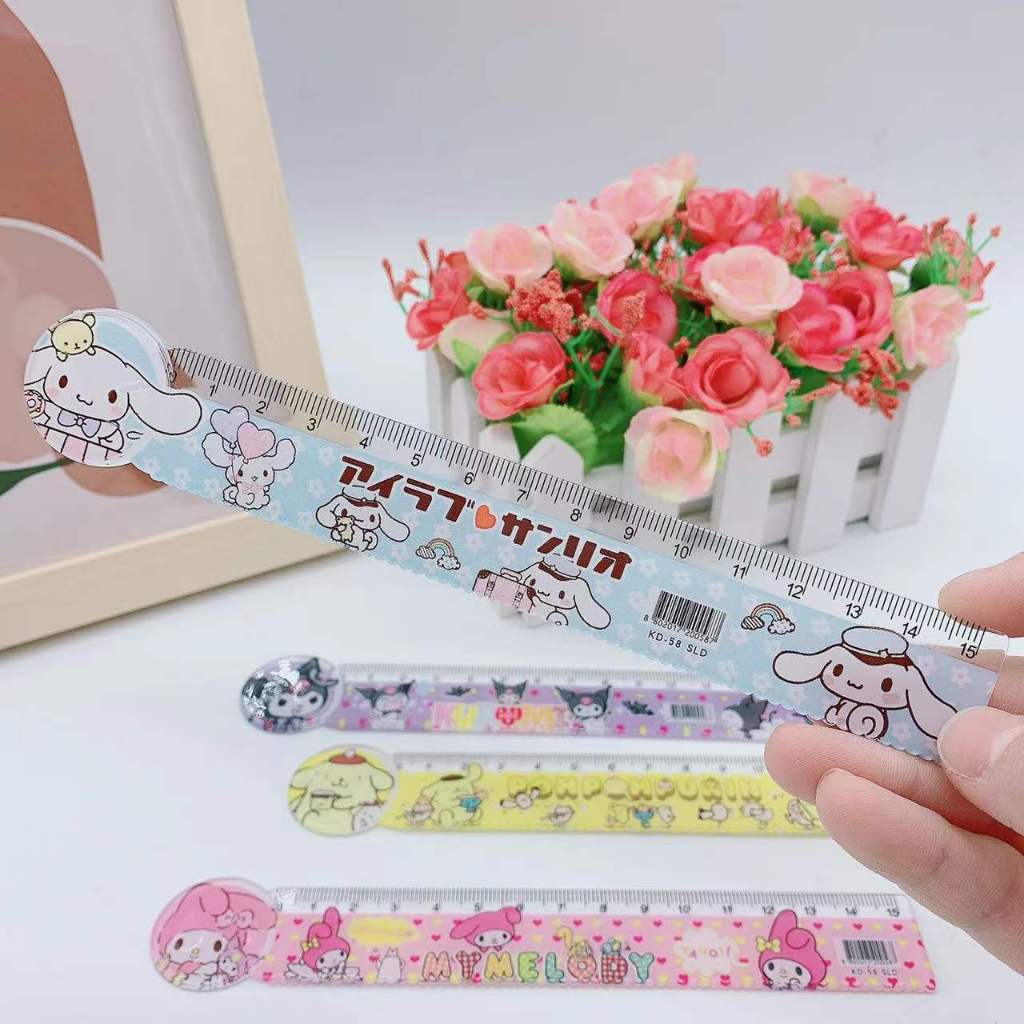 Jual 15 CM PENGGARIS SANRIO KEPALA SANRIO RULER SANRIO KARET KUROMI ...