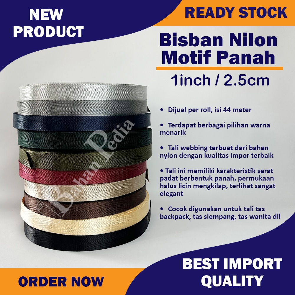 Jual [Roll 44mtr] Tali Webbing Bisban Nilon Nylon Motif Panah 2.5cm ...