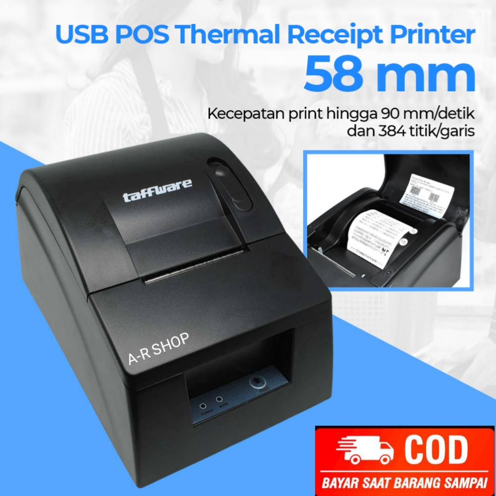 Jual Printer thermal mini Print kasir struk termal Taffware USB POS Thermal Receipt Prnter 58mm ...