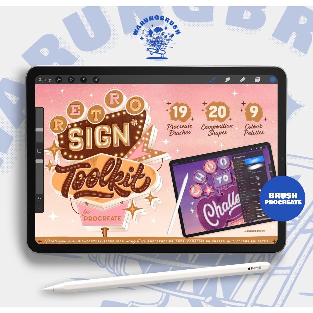 Jual Retro Sign Toolkit for Procreate BP00453 | Shopee Indonesia