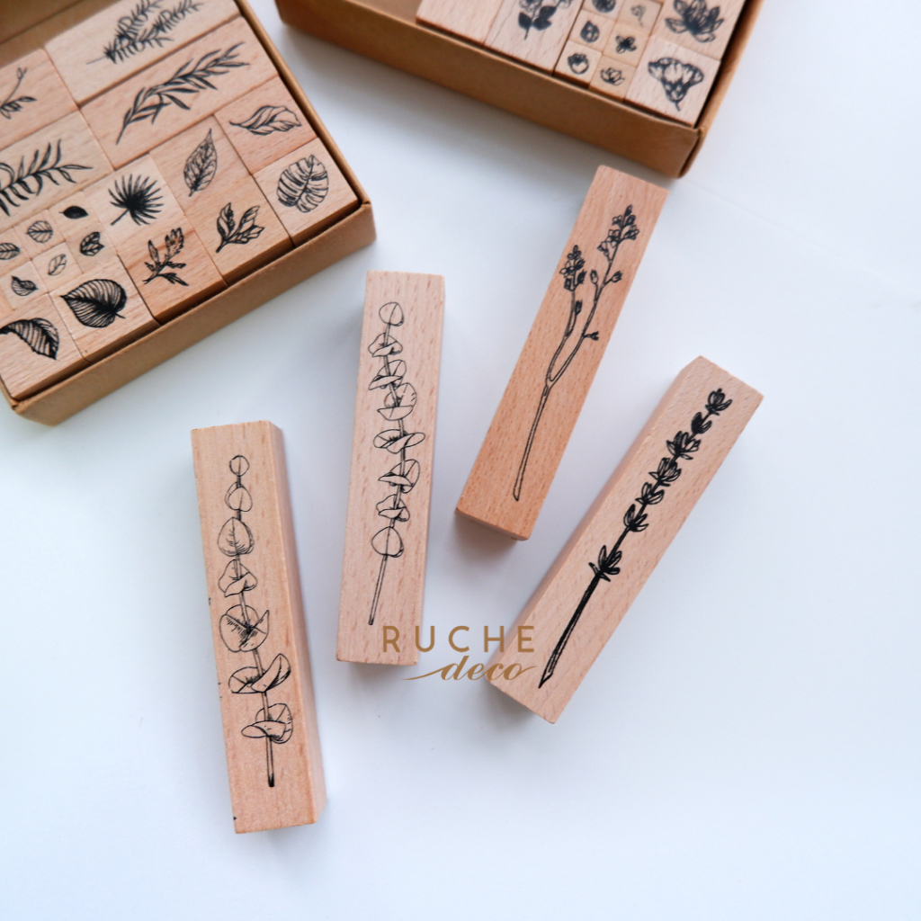 Jual RUCHE DECO - Plant Stamps 1pcs- Wooden Rubber Stamp Plant Garden ...
