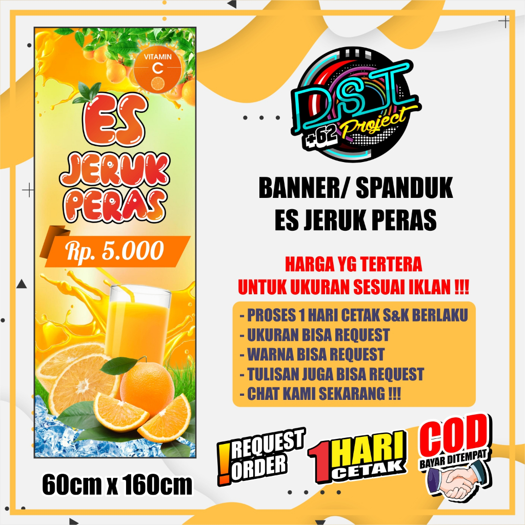 Jual BANNER / SPANDUK ES JERUK 60 x 160 | Shopee Indonesia
