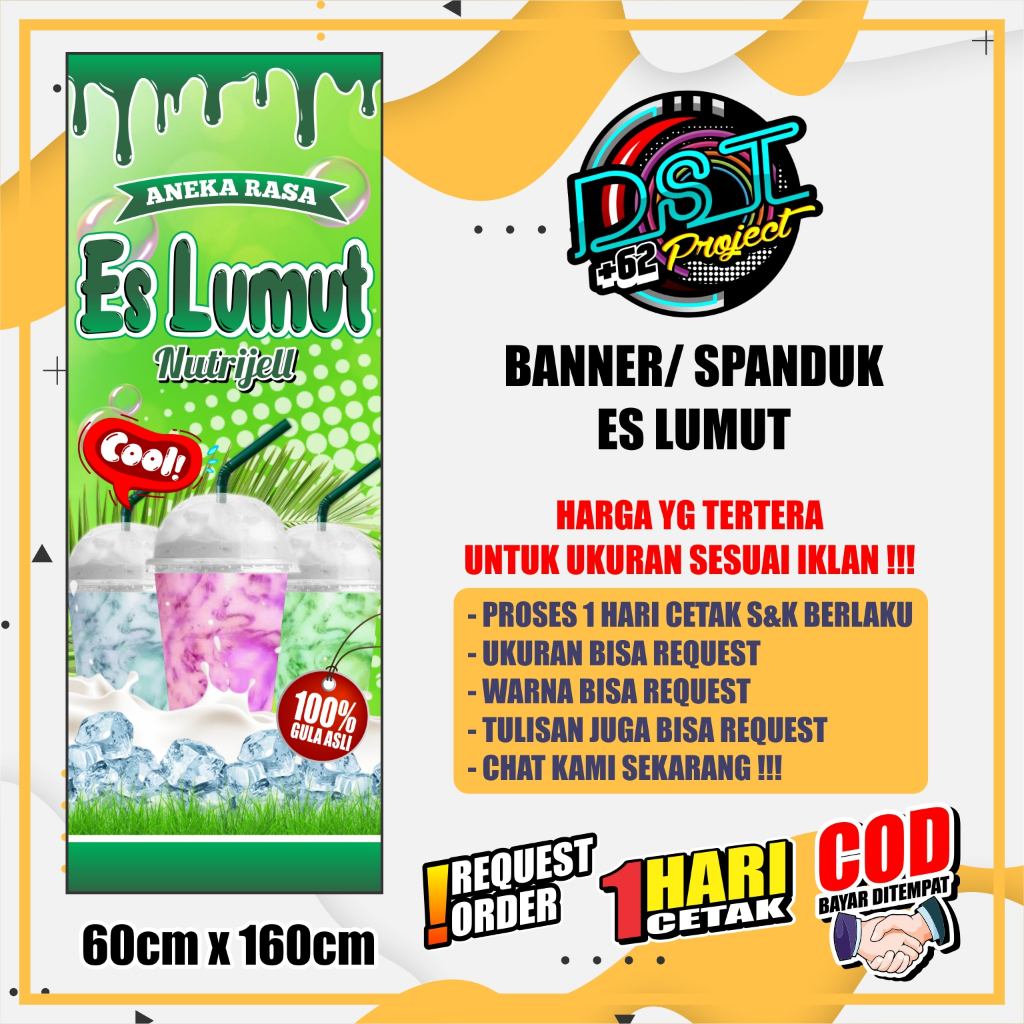 Jual BANNER / SPANDUK ES LUMUT 60 x 160 | Shopee Indonesia