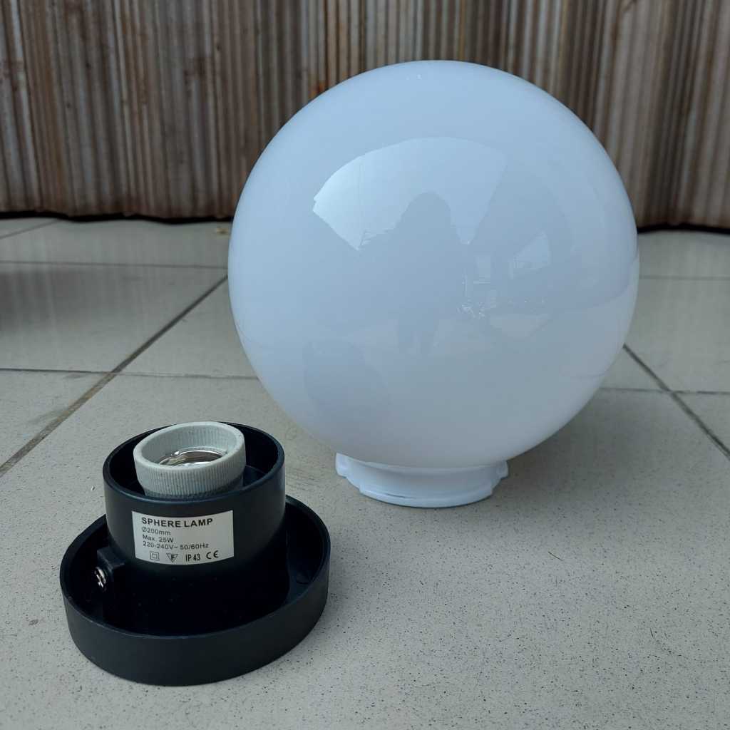 Jual Kap Lampu Taman Bulat E27 8 Inch 20cm Pilar Bulat Outdoor e27 ...