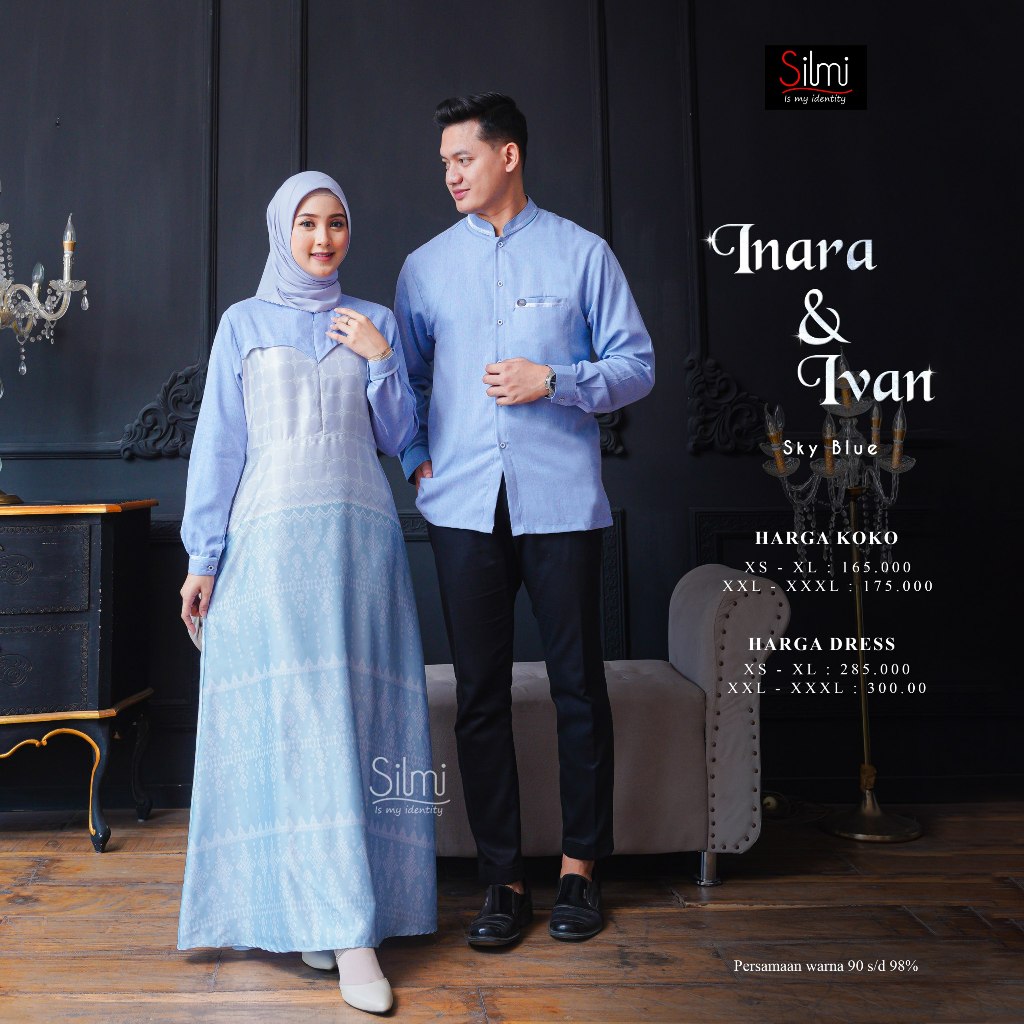 Jual COUPLE SERAGAM IVAN & INARA SKY BLUE BY SILMI FASHION BAJU SET ...