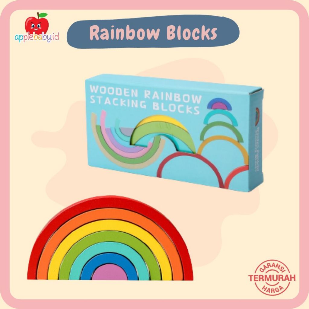 Jual Wooden Rainbow Stacking Blocks Balok Susun Mainan Kayu Mainan ...
